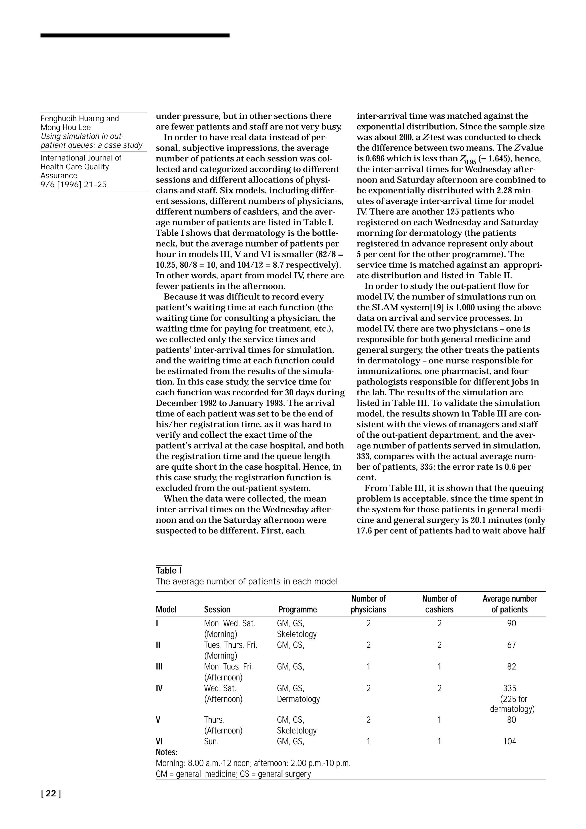 Using simulation in out patient queues a case study | PDF