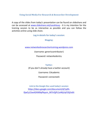 Using social media for research handout | PDF | Internet for Beginners ...