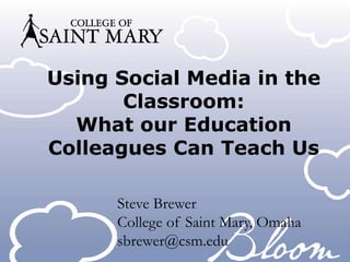 Using social media in the classroom: what our education colleagues can ...