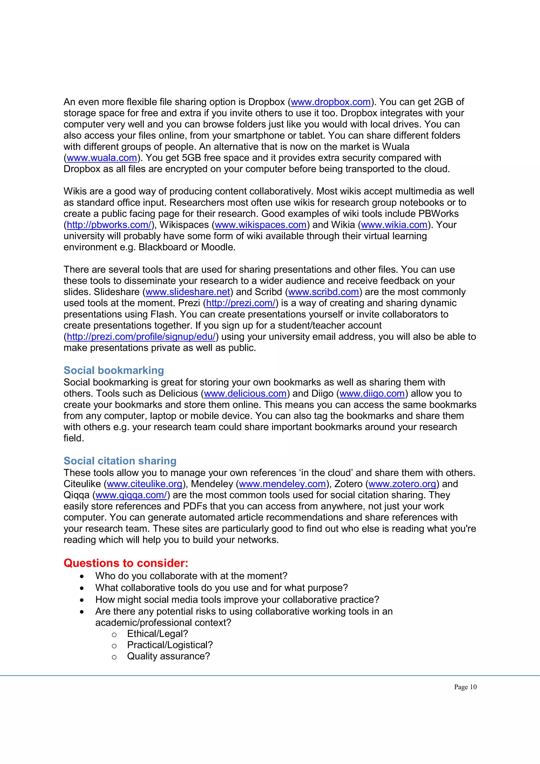 Using social media to enhance your research handout | PDF