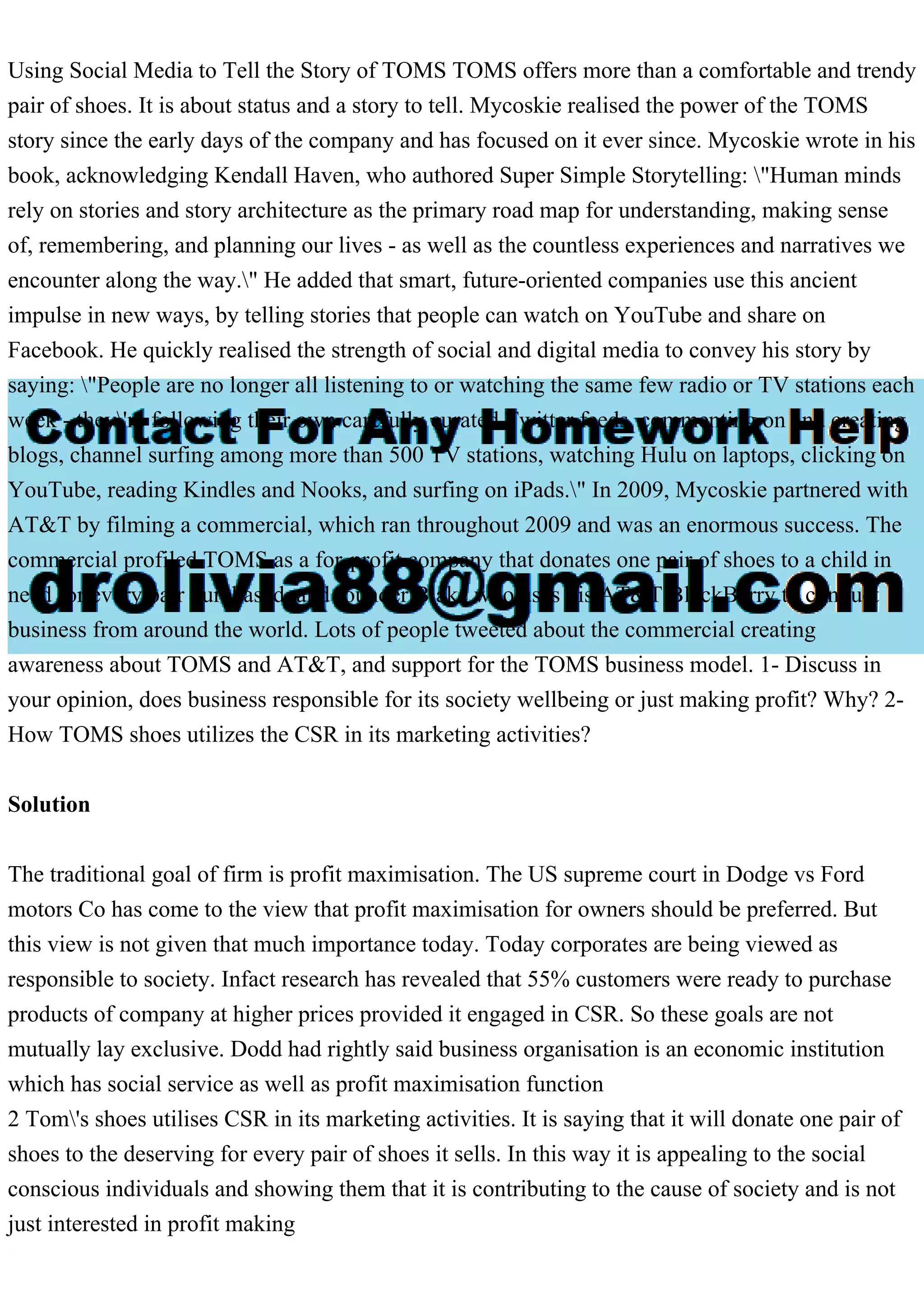 Using Social Media to Tell the Story of TOMS TOMS offers more than a.pdf