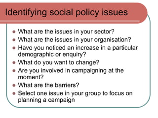 Using social policy to campaign for change 1 | PDF