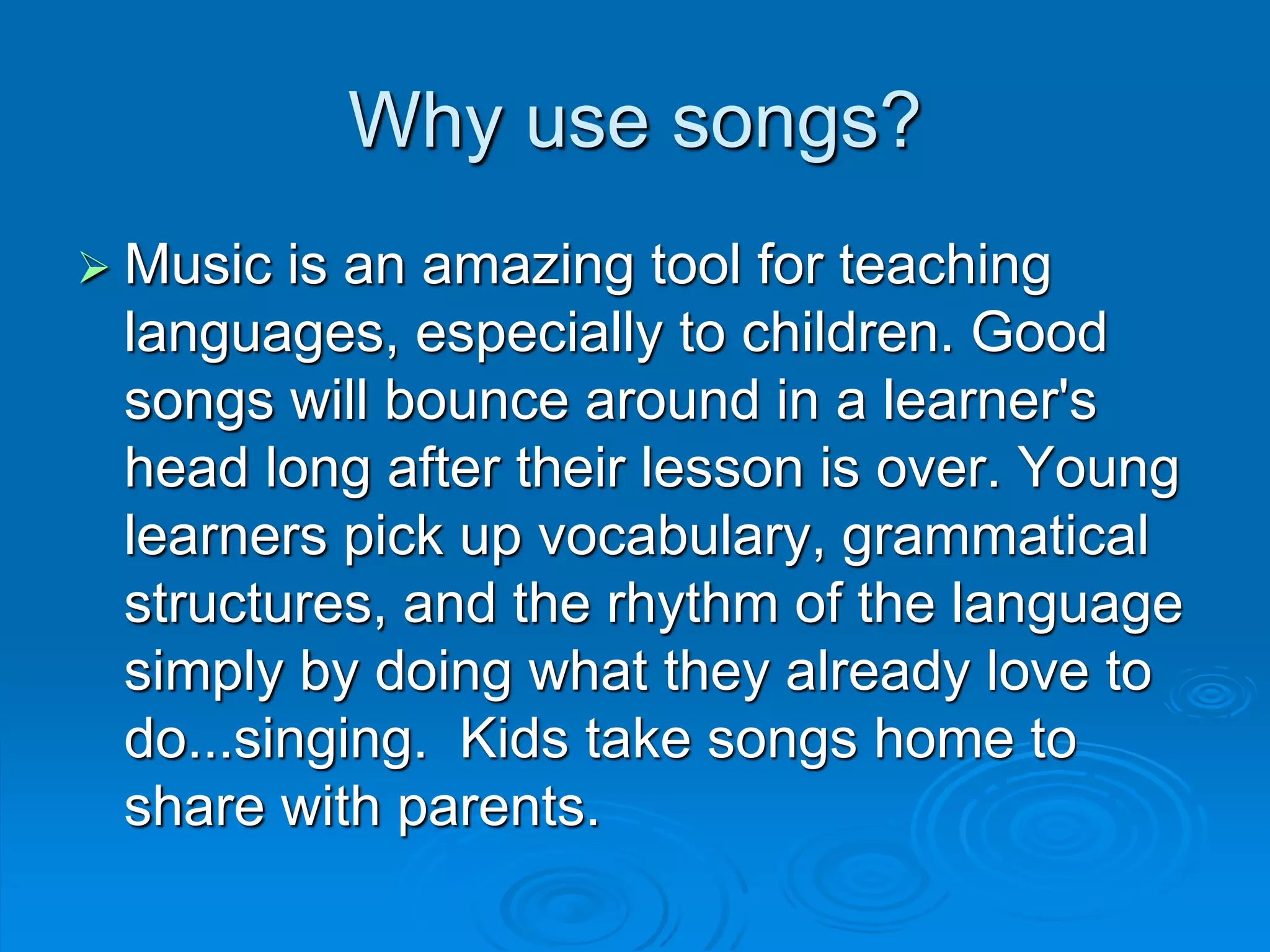 Using songs and stories | PPT