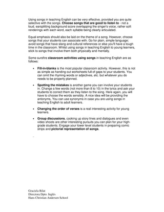 Using Songs In Teaching English | PDF