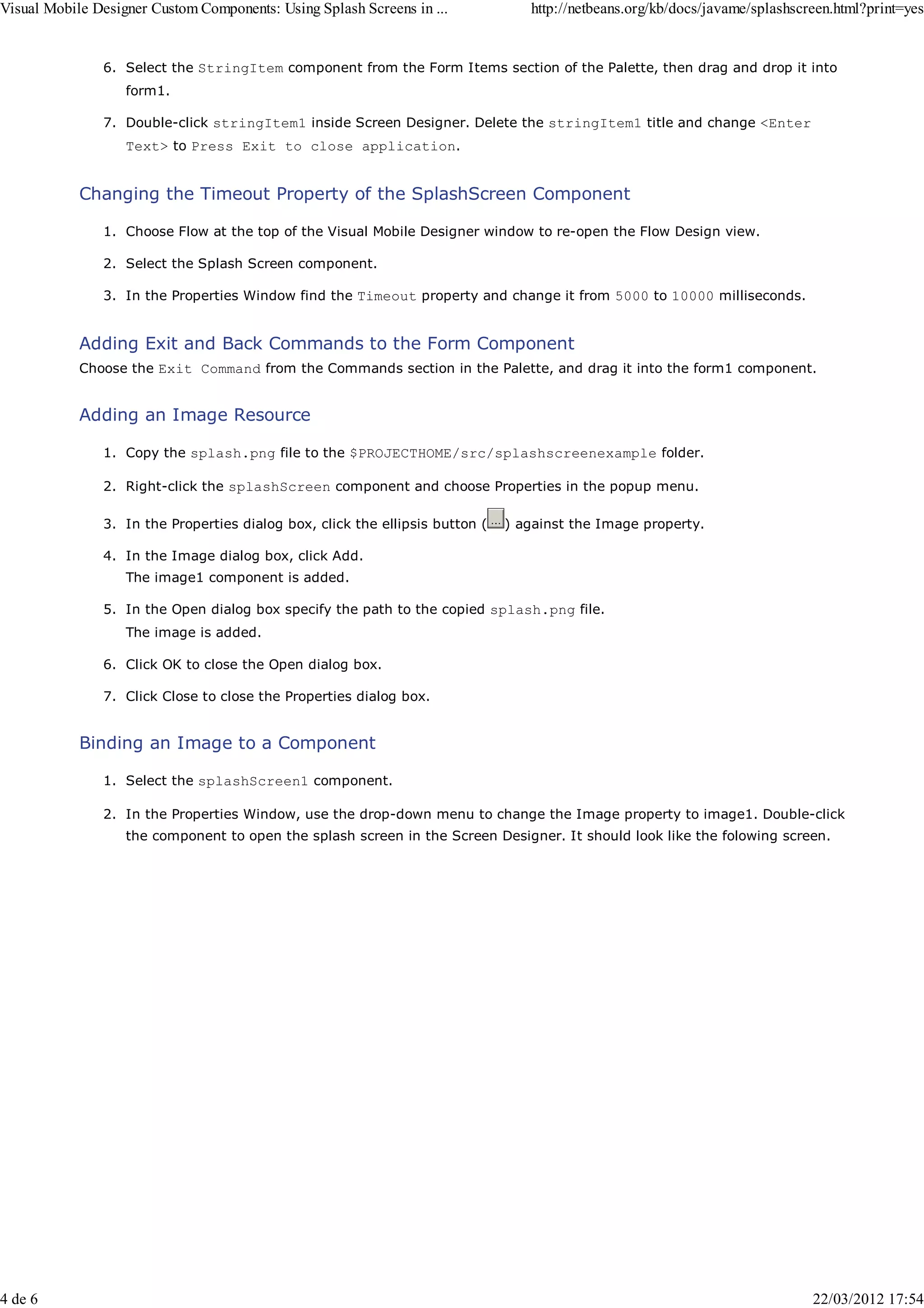 Using splash screens in java me applications | PDF
