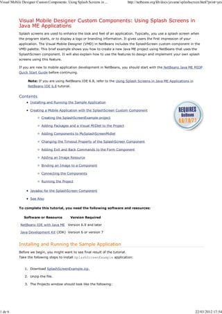 Using splash screens in java me applications | PDF