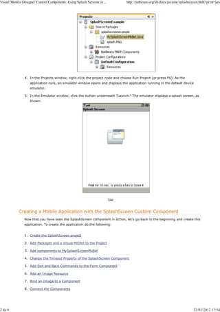 Using splash screens in java me applications | PDF