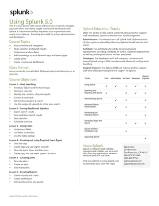 Using Splunk course outline | PDF