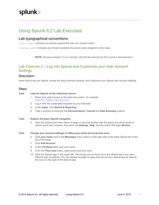 Using splunk6.2 labs | PDF