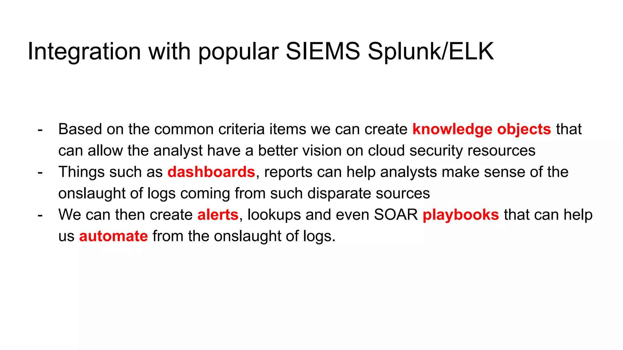 Using Splunk/ELK for auditing AWS/GCP/Azure security posture | PPT