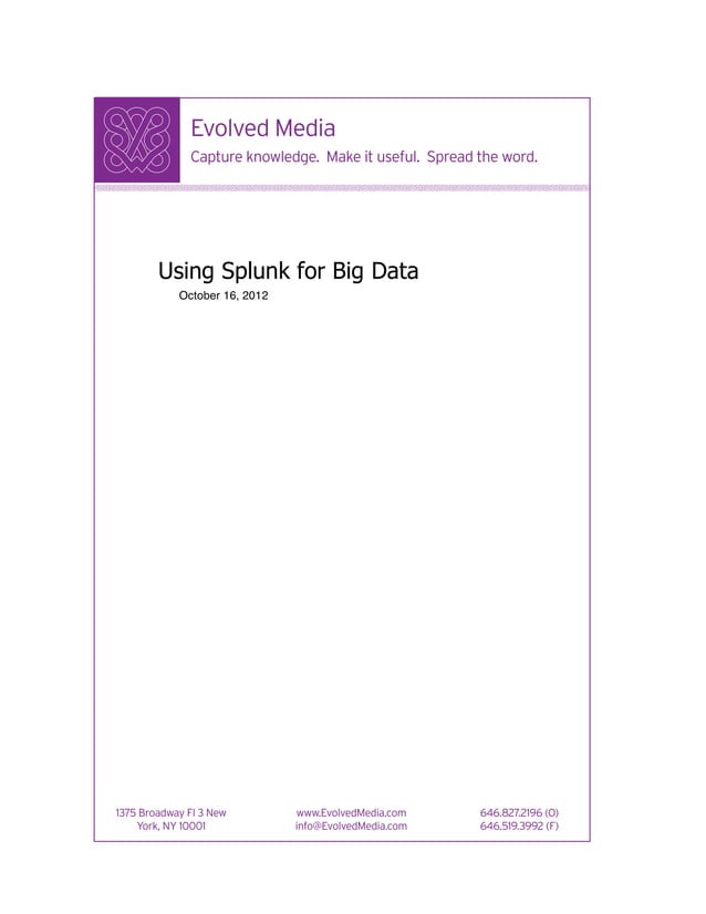 Using splunk for_big_data | PDF