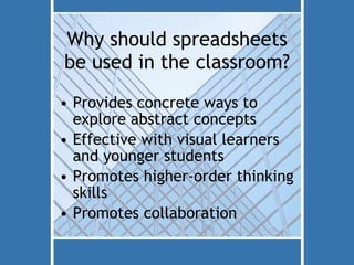 Using spreadsheets in the classroom | PPS