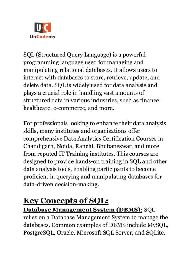 Using Sql For Data Analysis Querying And Manipulating Databasespdf