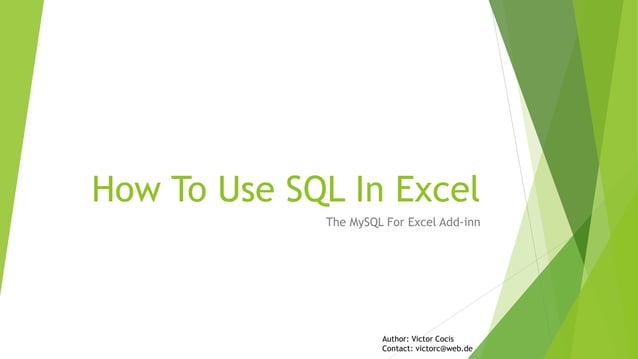 Using SQL in Excel | PPT