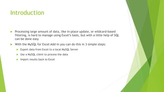 Using SQL in Excel | PPT
