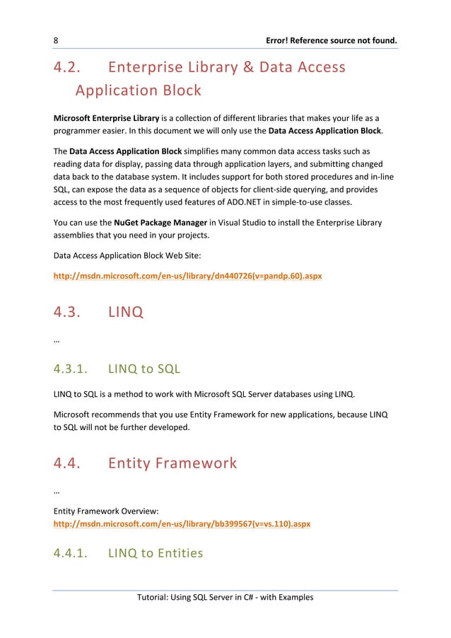 Using sql server in c sharp | PDF