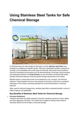 Using Stainless Steel Tanks for Safe Chemical Storage.docx