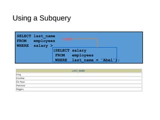 Using subqueries to solve queries | PPT