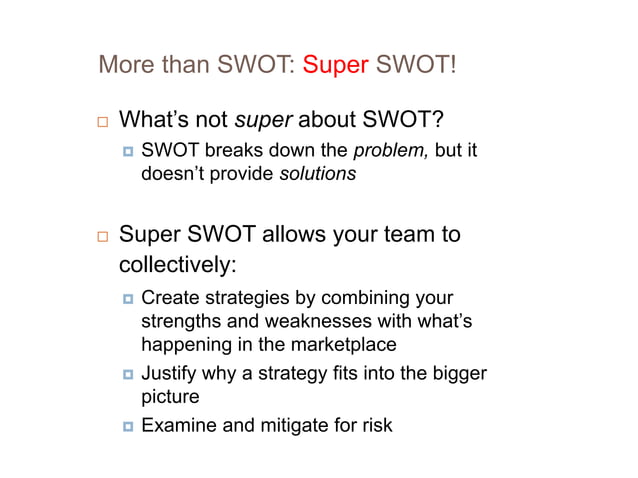Thinking Inside The Boxes: SuperSWOT | PPT