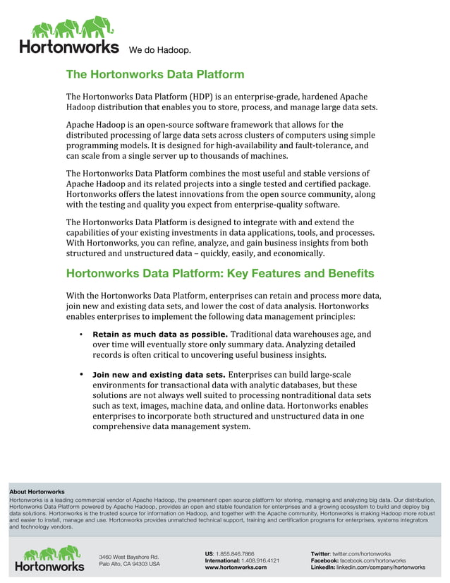Using Tableau With Hortonworks Data Platform Pdf Cloud Computing Internet