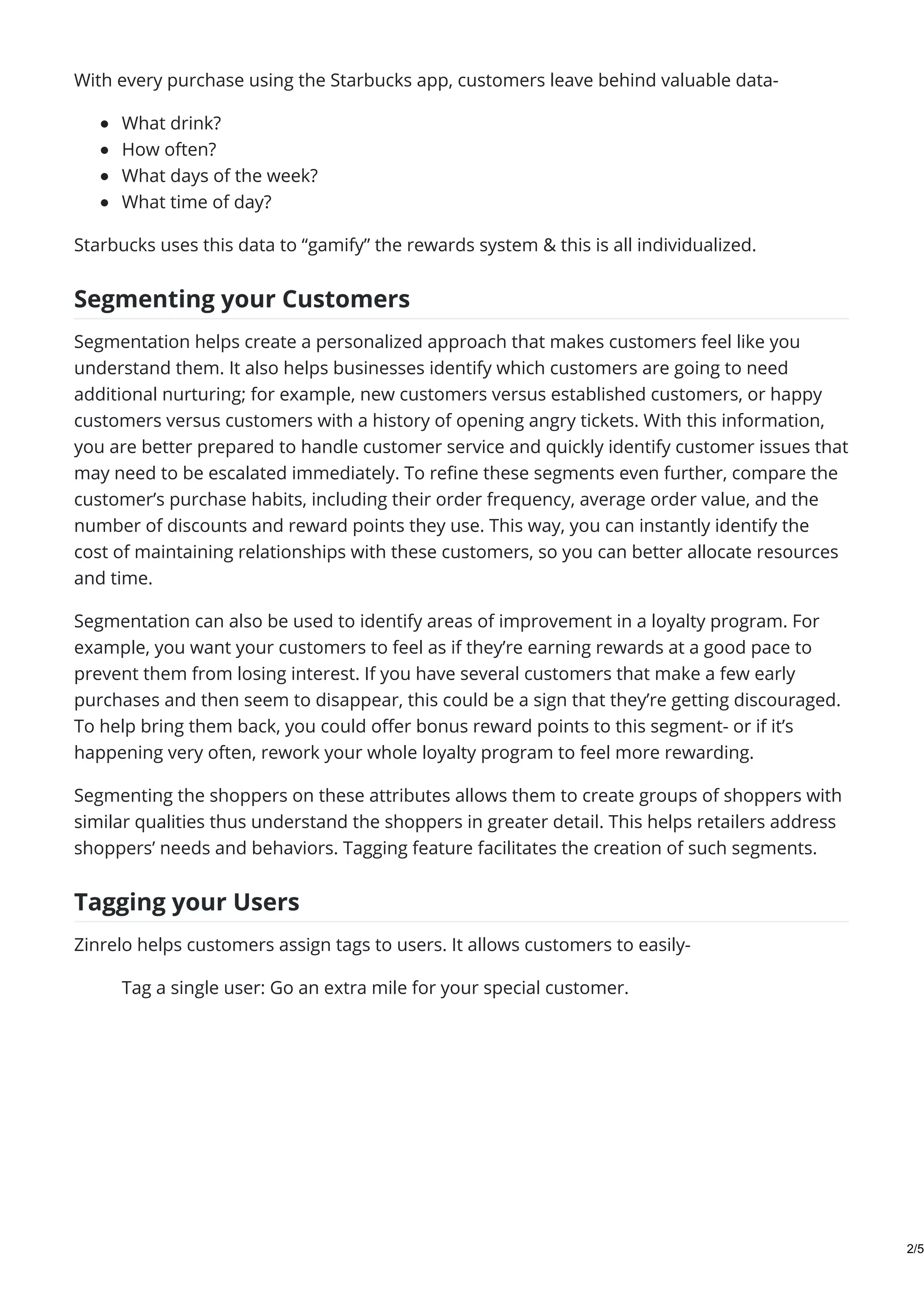 Using tagging to segment customers in a loyalty program zinrelo.com