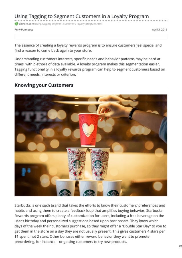 Using tagging to segment customers in a loyalty program zinrelo.com