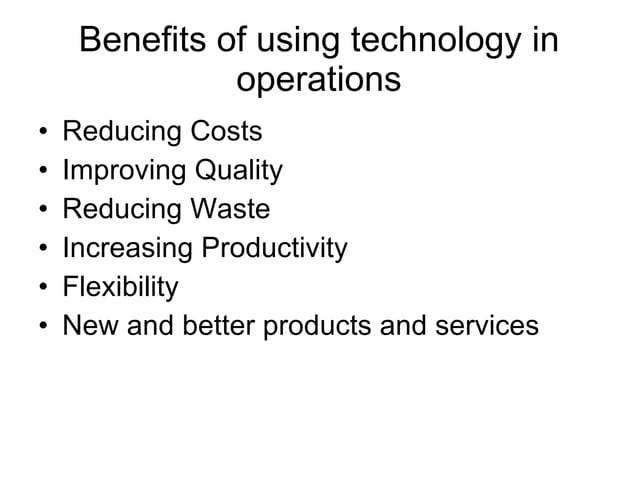 Using technology in operations | PPT