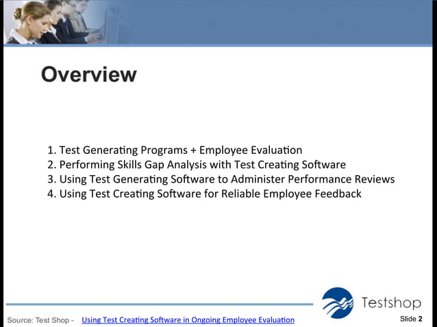 Using test creating software in ongoing employee evaluation | PPT