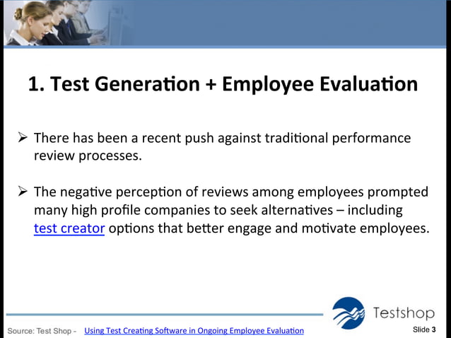 Using test creating software in ongoing employee evaluation | PPT