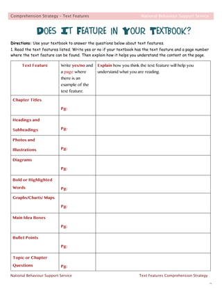 Using text features in content textbooks | PDF