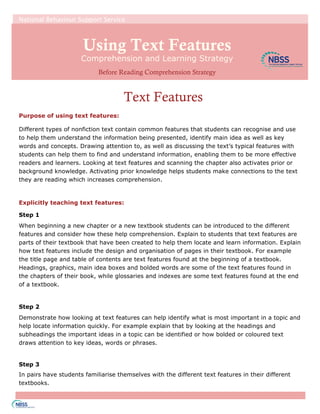 Using text features in content textbooks | PDF