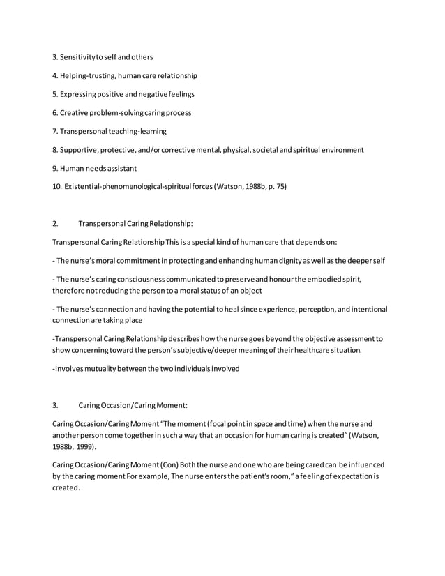 Using the 8 caring factors from a quality care model | PDF