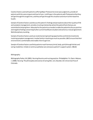 Using the 8 caring factors from a quality care model | DOCX