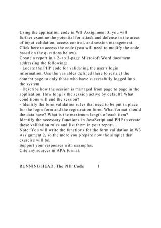 Using the application code in W1 Assignment 3, you will further ex.docx