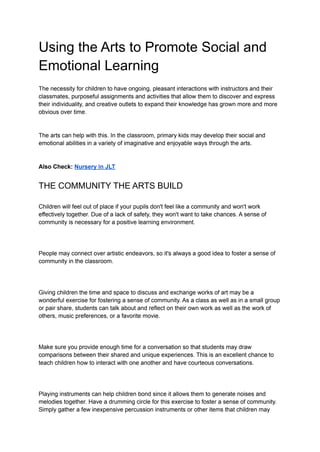 Using the Arts to Promote Social and Emotional Learning | PDF