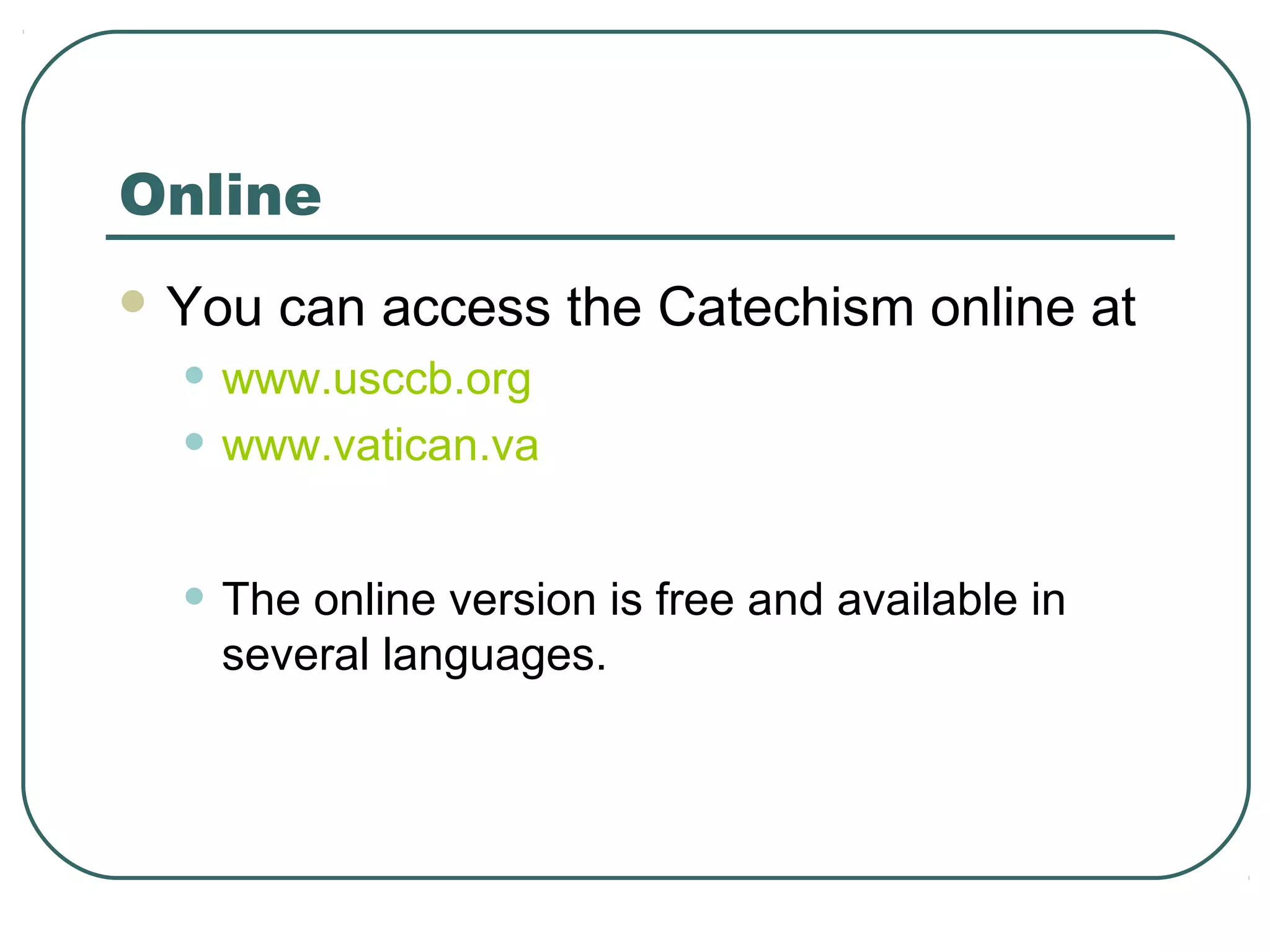 Using the catechism of the catholic church.2013.rcia.storms | PPT