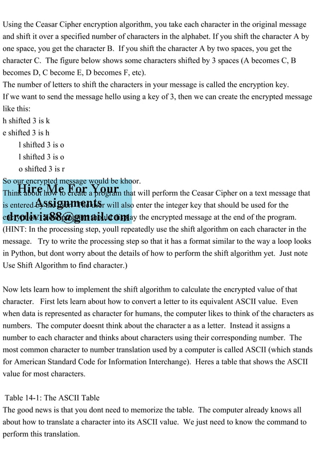 Using the Ceasar Cipher encryption algorithm, you take each characte.pdf