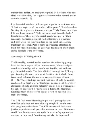 Using the Cultural Formulation Interview to BuildCulturally .docx ...