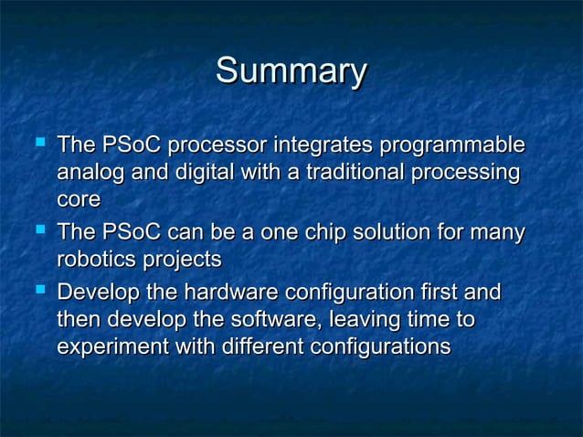 Using the Cypress PSoC Processor | PPT