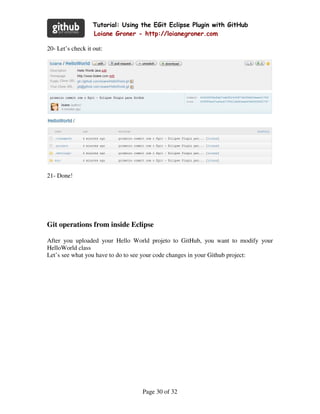 Using The EGit Eclipse Plugin With Git Hub | PDF