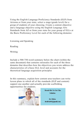 Using the English Language Proficiency Standards (ELP) from Ariz | PDF