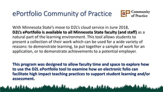 Using the D2L ePortfolio Tool as a High Impact Practice | PPTX