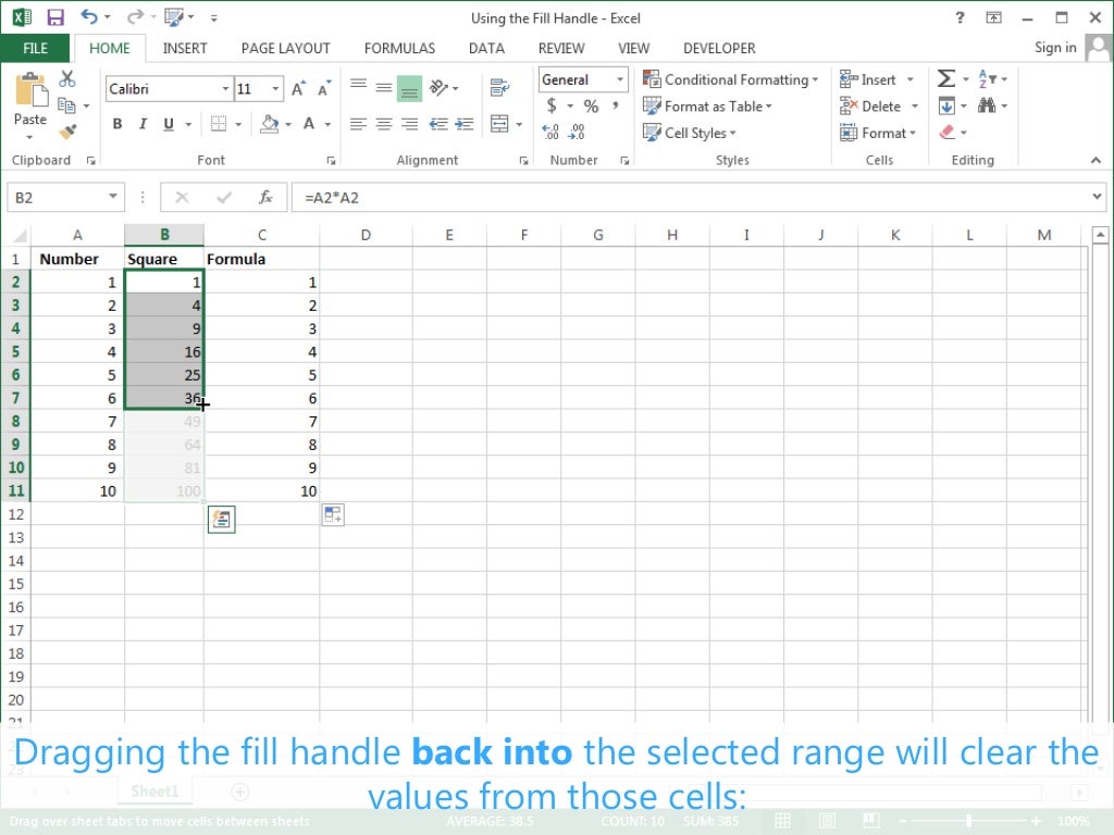 Using the Fill Handle - Excel 2013 Tutorial