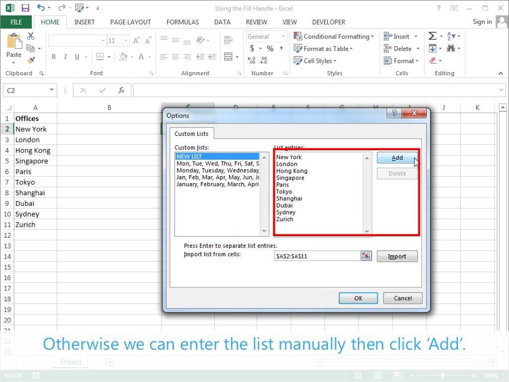 Using the Fill Handle - Excel 2013 Tutorial