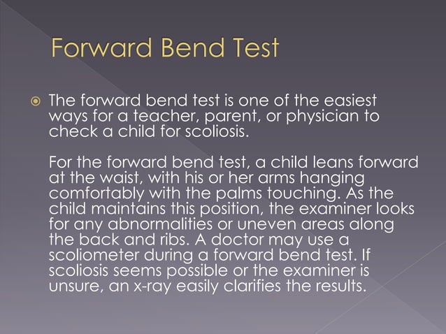 Using the Forward Bend Test to Detect Scoliosis in Children | PPT