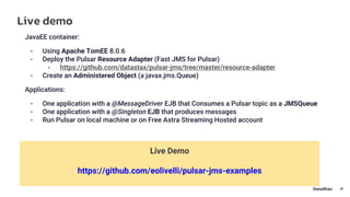 Using the JMS 2.0 API with Apache Pulsar - Pulsar Virtual Summit Europe 2021 | PPT