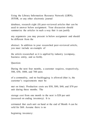 Using the library information resource network (lirn), jstor, or any | DOCX