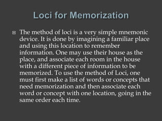 Using the Method of Loci for Memorization | PPT