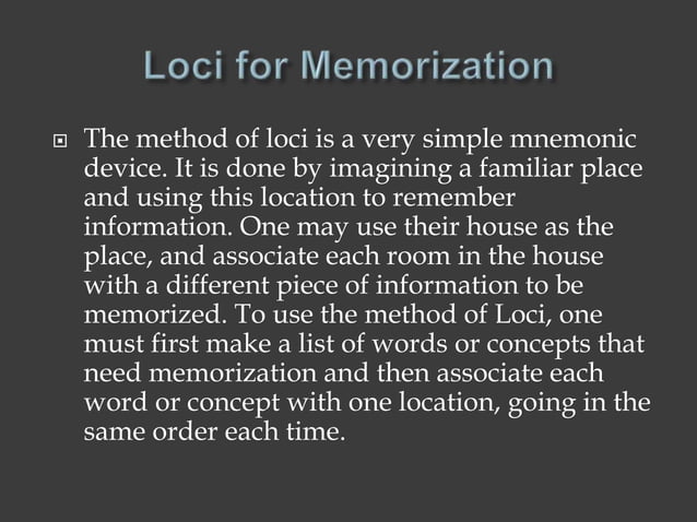 Using the Method of Loci for Memorization | PPT