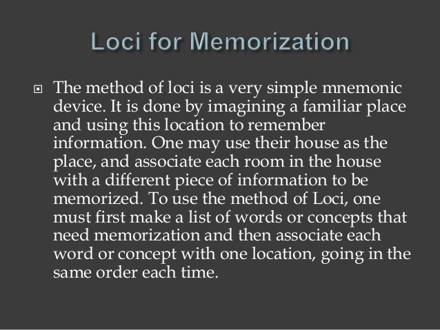Using the Method of Loci for Memorization